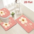 3-Piece Bath Rug Set With Floral Pattern In Blush Pink, Non-Slip ...
