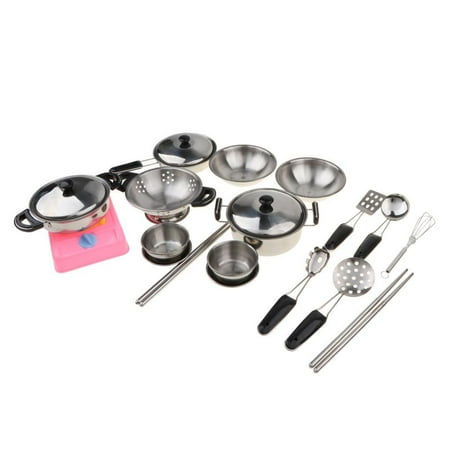 fastboy 20 Pieces Stainless Steel Cookware Set Kitchen Kids Cooking Toy ...