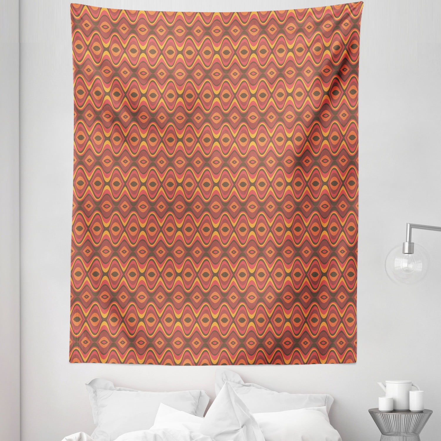 Geometric Tapestry, Folk Horizontal Traditional Stripes Wavy Hippie ...