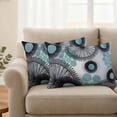 Abstract Boho Outdoor Waterproof Pillow Covers, Flowers Blue Polka Dots ...