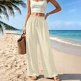 AHTJRT Women's Palazzo Pants Loose Drawstrings Flowy High Elastic ...