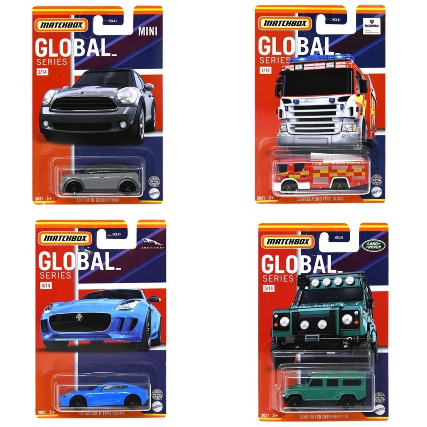 Set of 4 Matchbox Global Series Theme Car Set Scania Fire Truck ...
