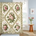 Bathroom Shower Curtain Spring Floral Pink Rose Botanical Waterproof ...