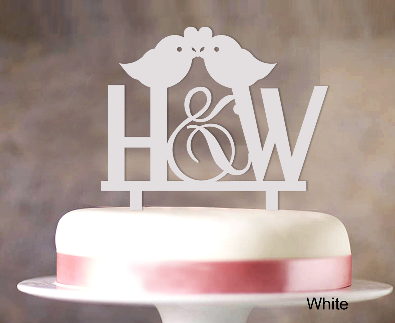 "Initial Wedding Cake Topper Custom White Cake Topper Color Option ...
