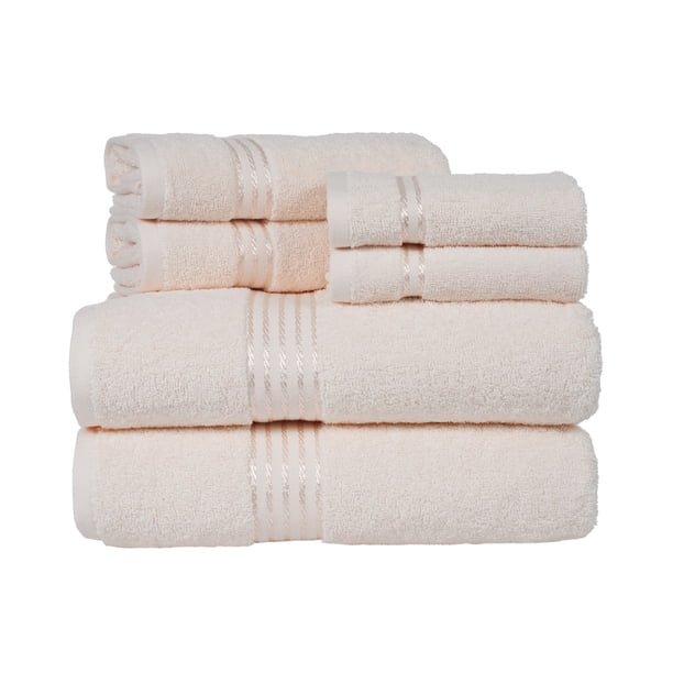 Lavish Home 6-Piece 100% Cotton Complete Bath Towel Set, Ivory ...