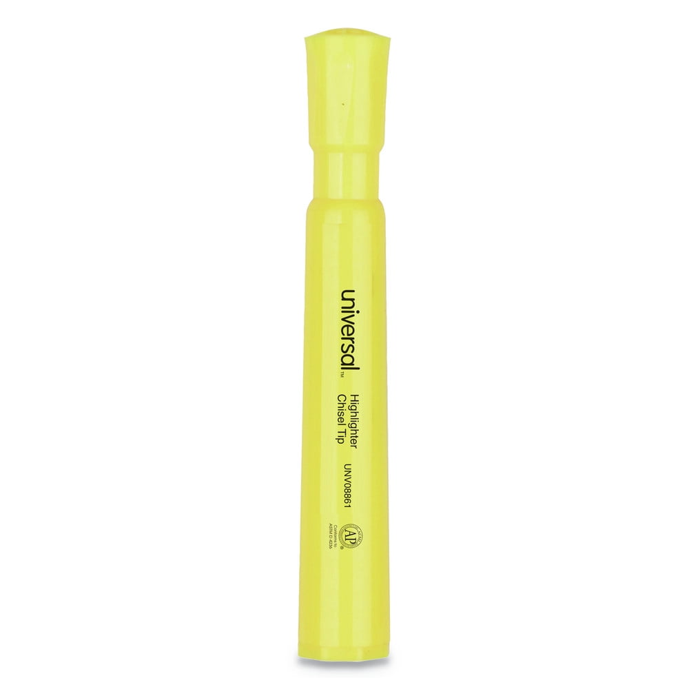 Universal Desk Highlighter, Chisel Tip, Fluorescent Yellow, Dozen ...