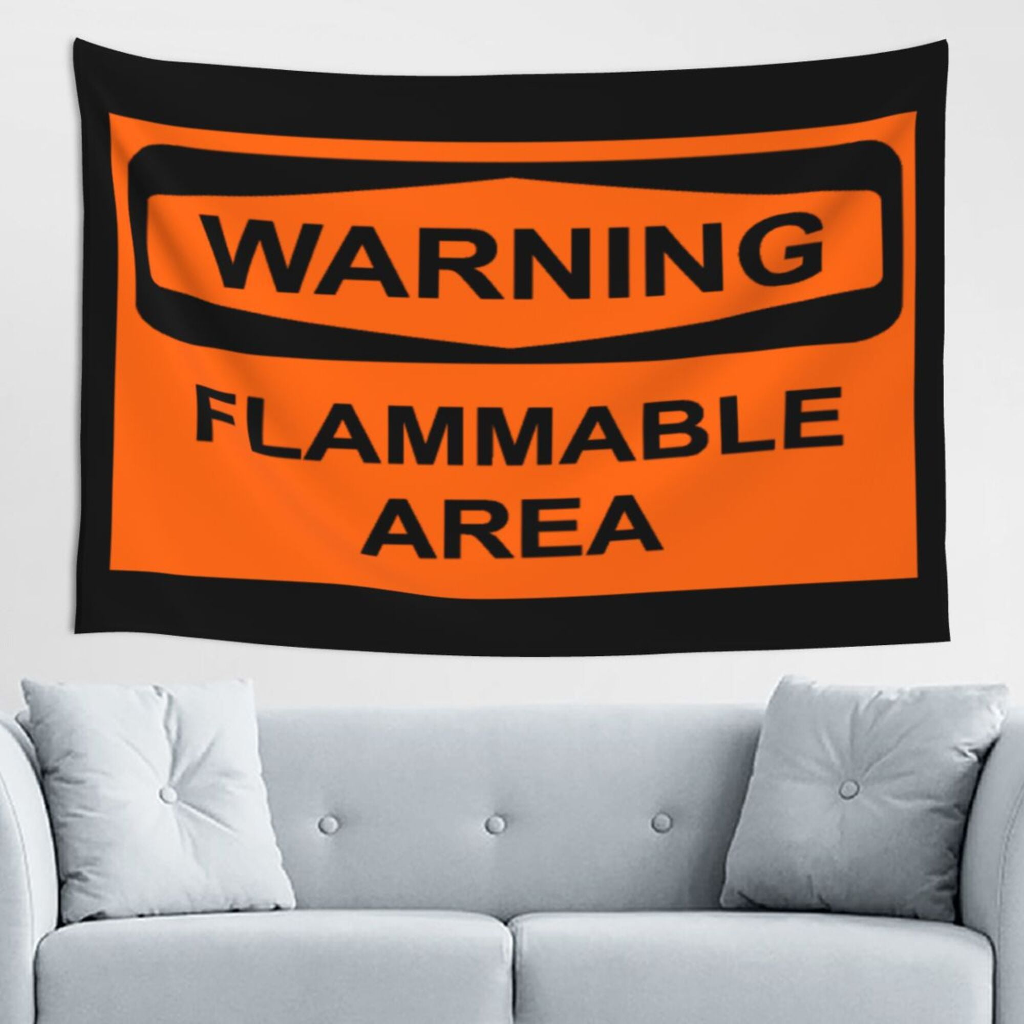 Flammable Danger Warning Tapestry, Fire Safety Sign Wall Hanging ...
