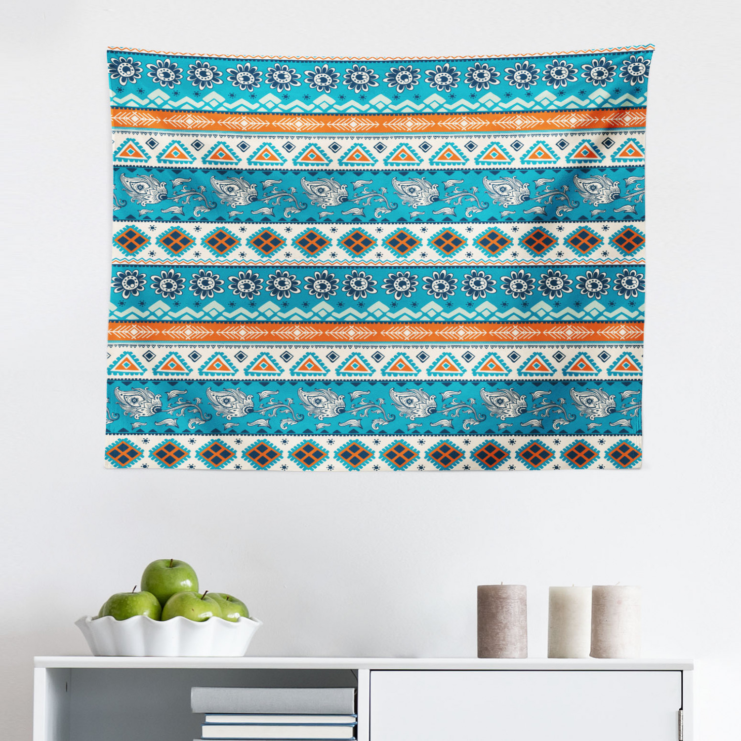 Tribal Tapestry, Geometric Design Aztec Style Bohemian Retro Print ...