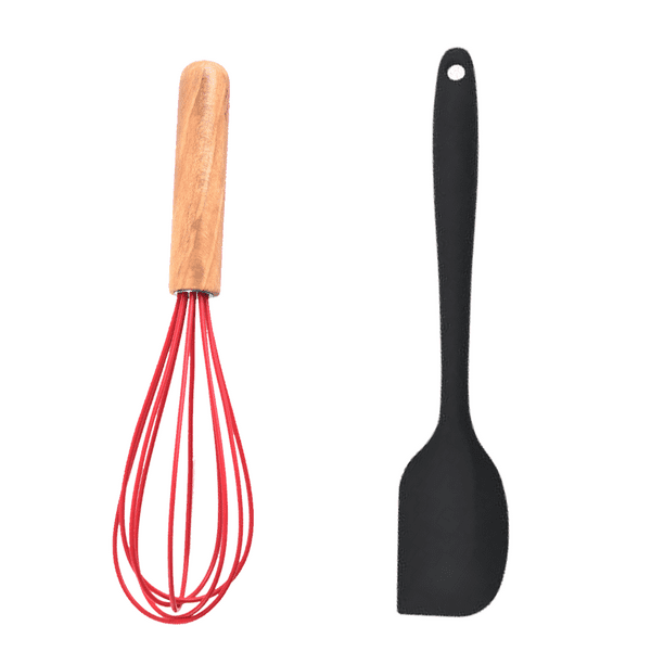 2 Piece Mini Kitchen Utensil Set- Silicone Kitchen Tools with wood ...
