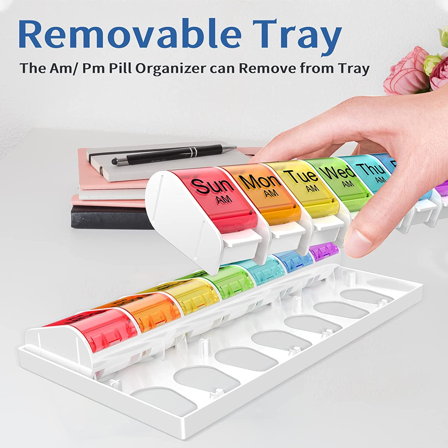 Buy 7 Days AM PM Pill Organizer - 2 Times a Day Large Weekly Pills Case ...