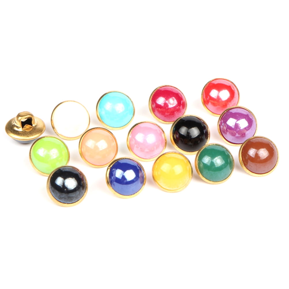 120 Pcs Pearl Buttons 10mm Small Pearl Dome Mixed Color Copper Base ...