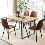 SUDICA Brown Faux Antler Suede Dining Chairs Set of 6 with Black Metal ...