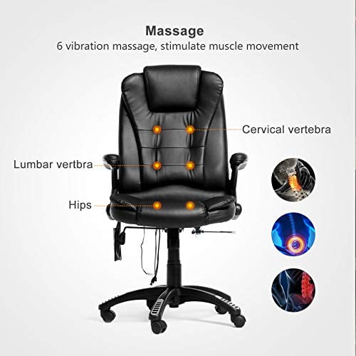 Heated Office Massage Chair-High-Back PU Leather Computer Chair ...