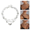 3. Modern Multi-Layer Heart Pendant Necklace Faux Pearls & Alloy ...