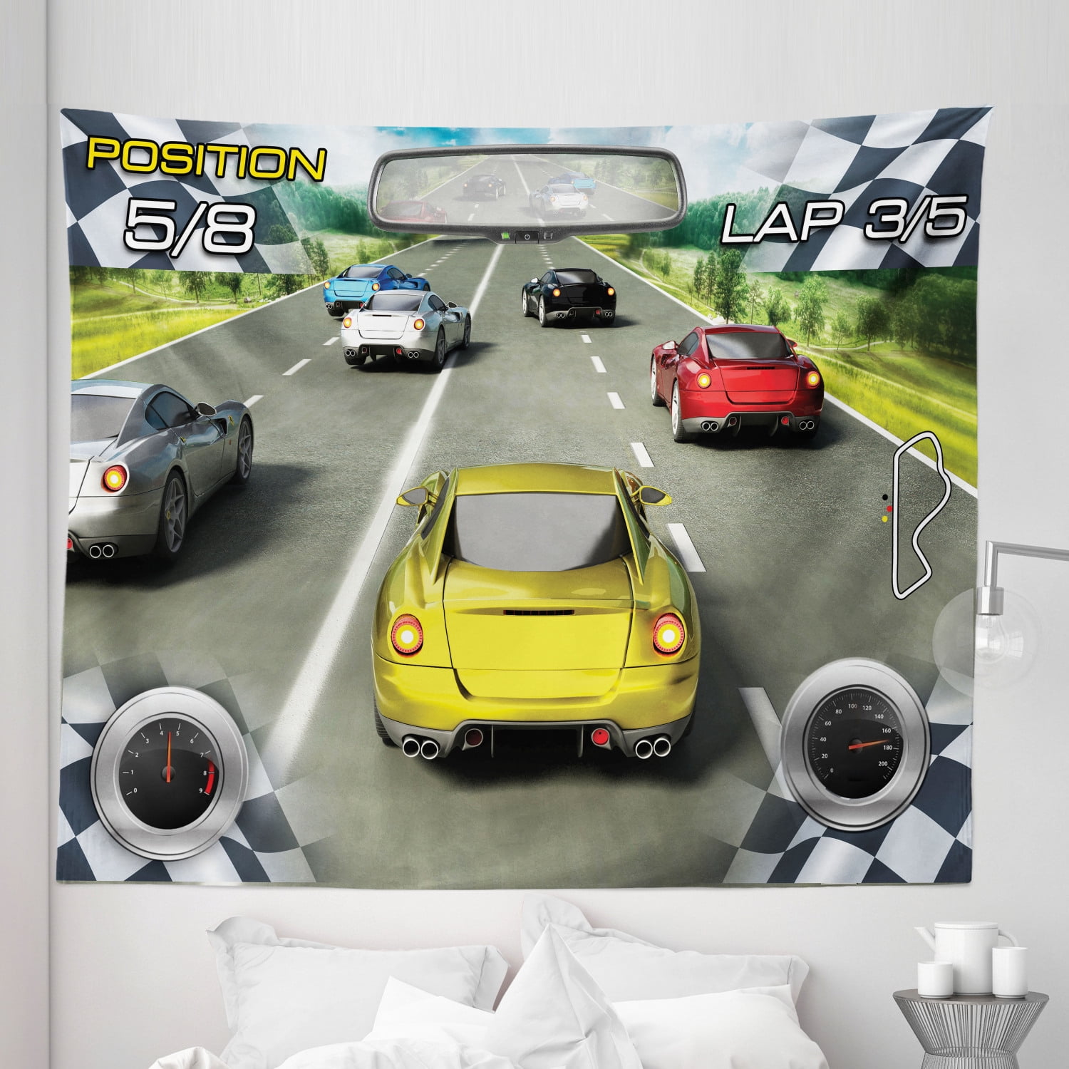 Video Game Tapestry, Car Racing Speedyspired Illustration Need for ...