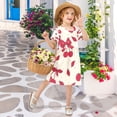 BZSMCE Short Sleeve Dress A-line Silhouette Red Bow Cherry Of Pattern ...