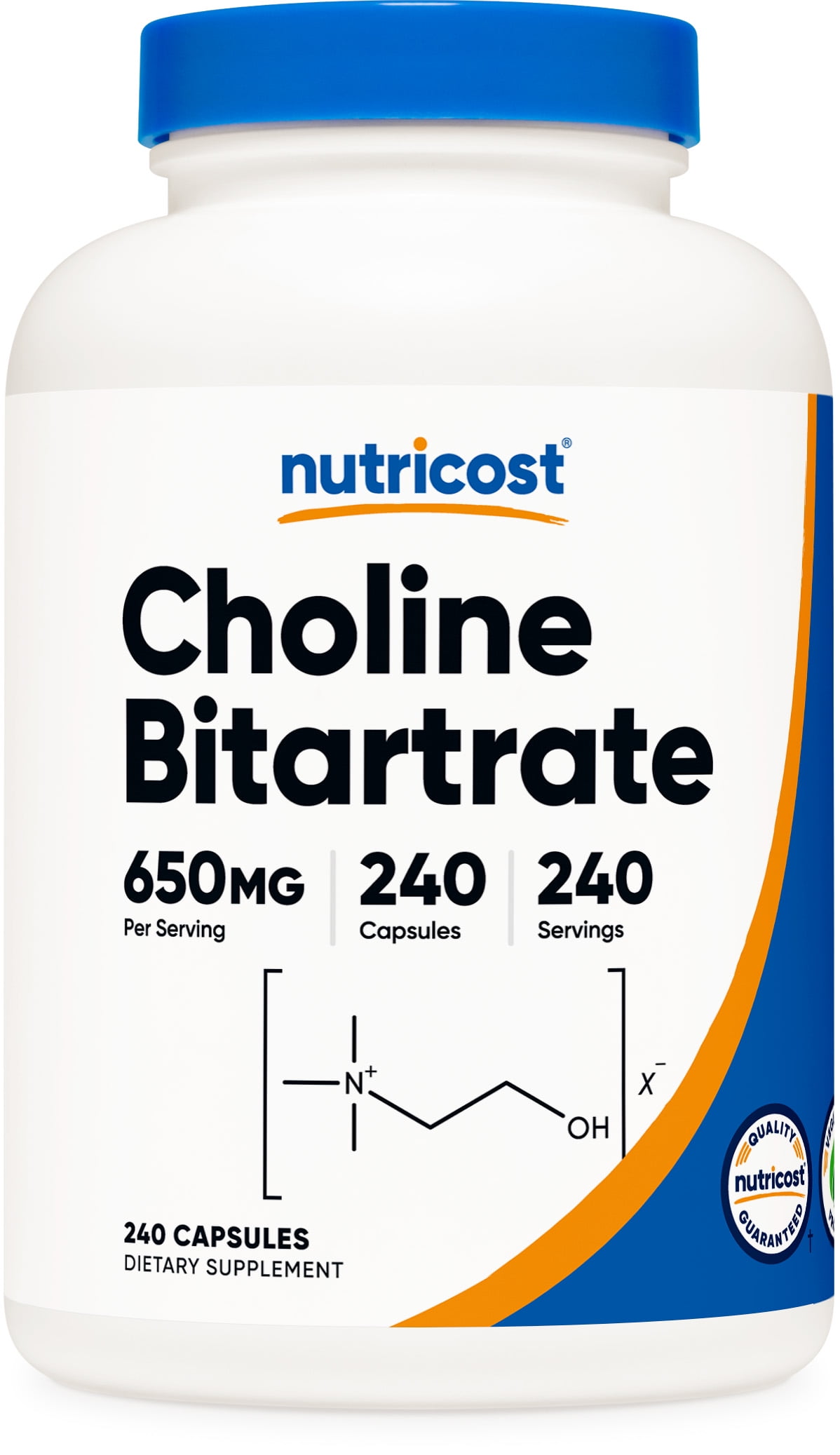 Nutricost Choline Bitartrate 650mg, 240 Capsules (White)- Non-GMO ...