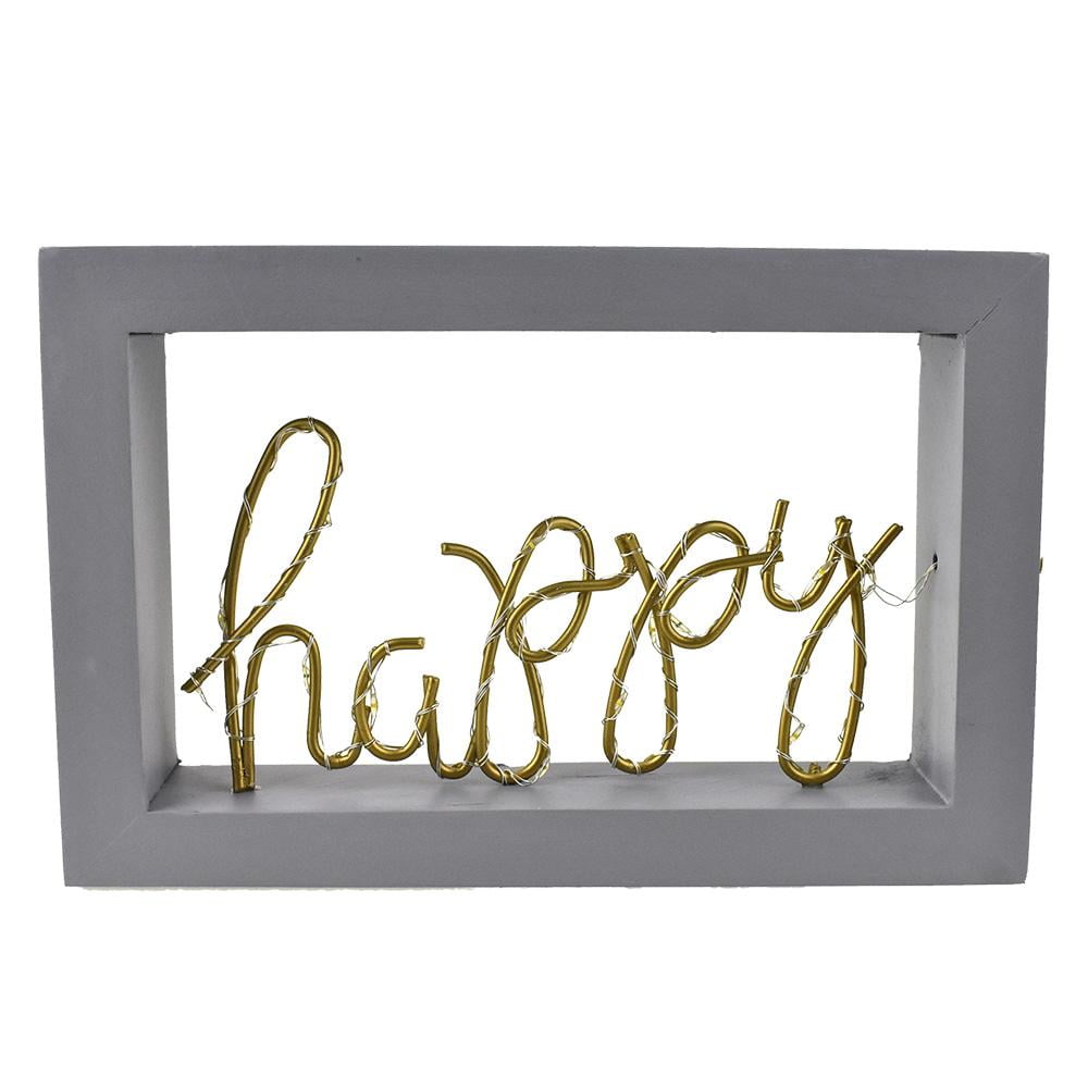 Wooden 'Happy' LED Light Up Frame, 9-Inch - Walmart.com