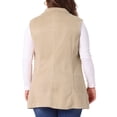 Unique Bargains Women's Plus Size Vests Long Sleeveless Casual Lapel ...