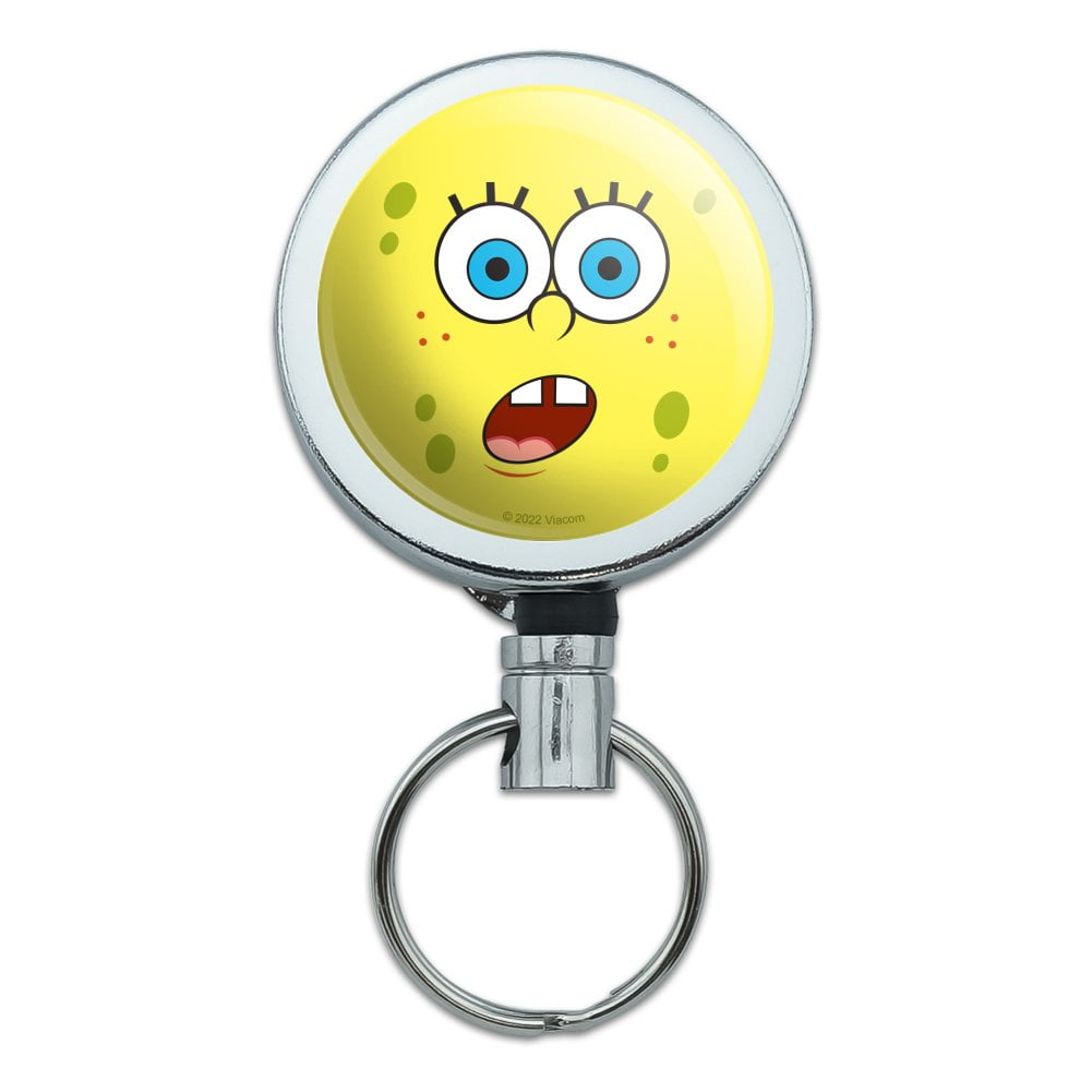 SpongeBob Surprise Face Heavy Duty Metal Retractable Reel ID Badge Key ...