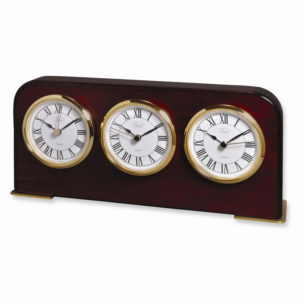 FB Jewels Mahogany Finish Three Time Zone Clock - Walmart.com