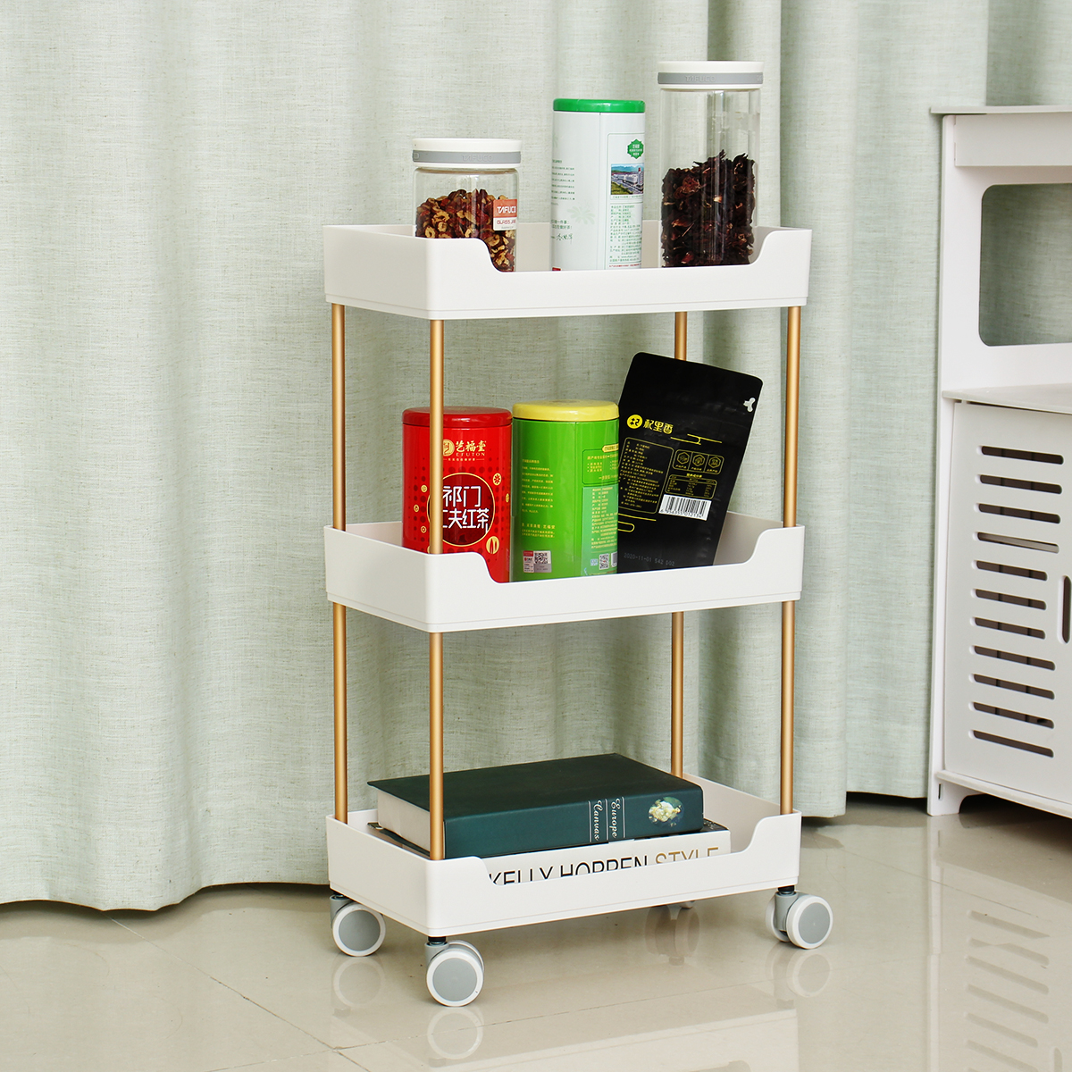 Slim Storage Cart 3/4 Tier Mobile Shelving Unit Organizer Slide Out ...