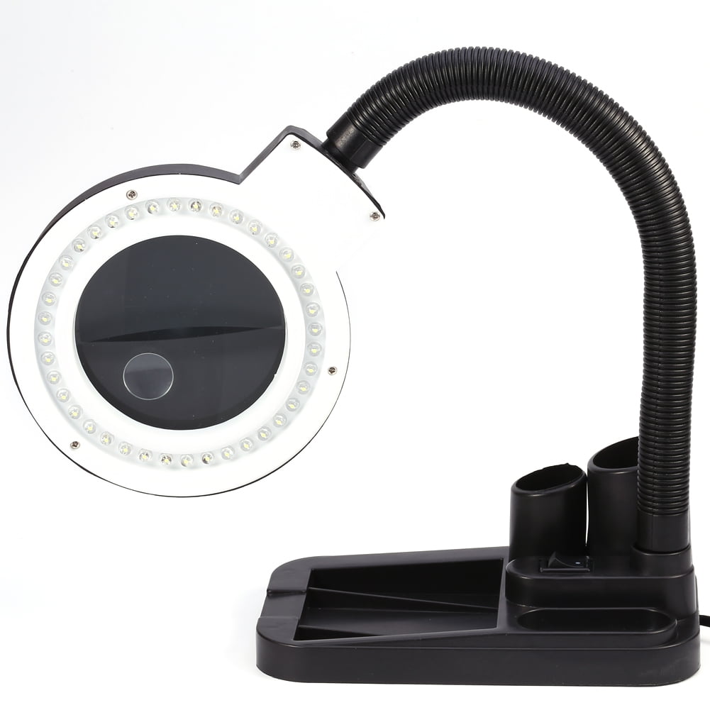 LED Lighted 5X 10X Magnifier Desk Lamp 40 LED Desktop Magnifying Glass 
