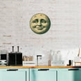 8in Round Vintage Man In The Moon Face Metal Sign, Antique Engraved ...
