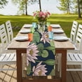 Abstract Art Lotus Burlap Cotton Table Runner 16x72 Inches Long, Green ...