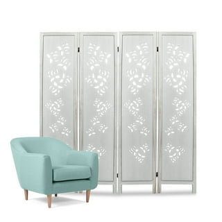 Wooden Foldable 3 Panel Room Divider with Streamline Design, Light ...