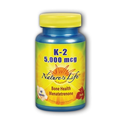 Suplemento Nature's Life K-2 de menatetrenona 5000 mcg 60 tabletas ...
