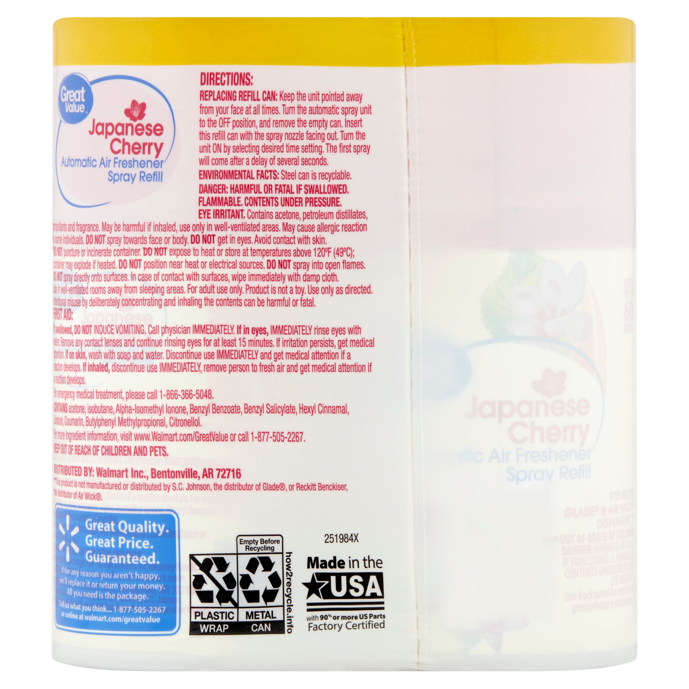 Buy Great Value Automatic Air Freshener Spray Refill, Japanese Cherry, Twin Pack, 12.34 oz ...