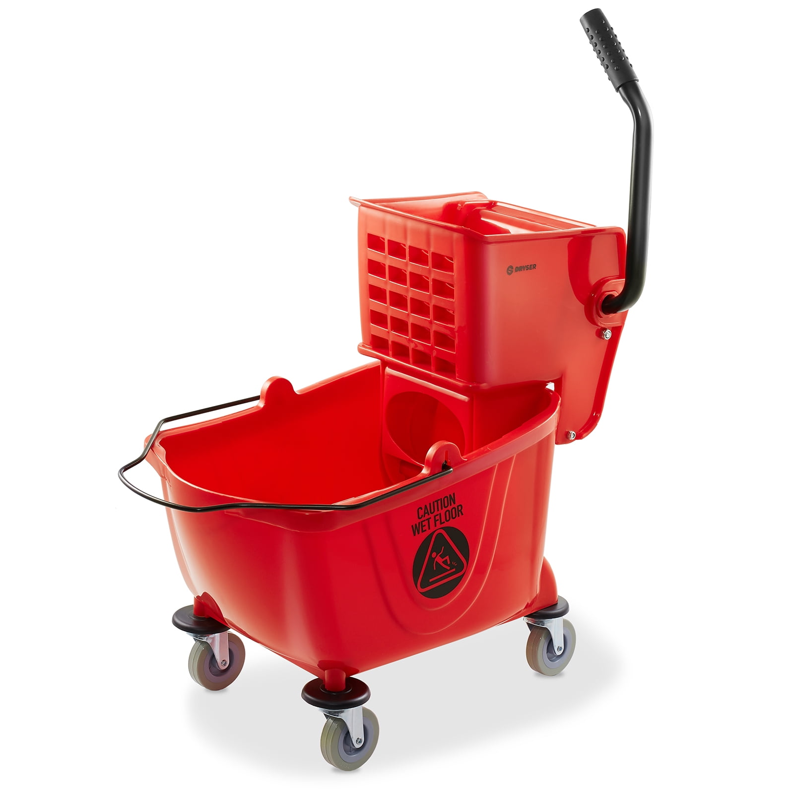 Dryser Commercial Mop Bucket with Side Press Wringer, 26 Quart, Red ...
