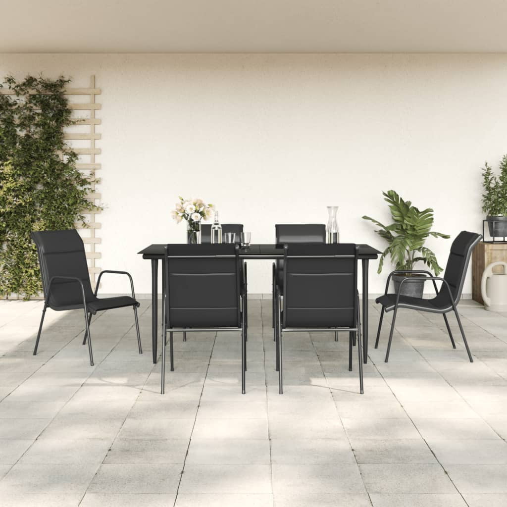 Click here for Vidaxl 7 Piece Garden Dining Set Black Steel And T... prices