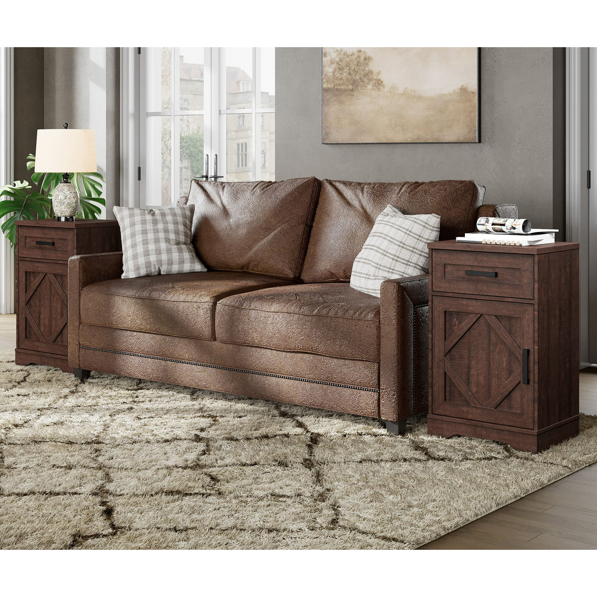 Click here for Wampat Set Of 2 End Tables With 2 Drawer & Door  F... prices