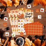 WaaHome Fall Bingo Cards for Kids 26 Players Thanksgiving Bingo Game ...