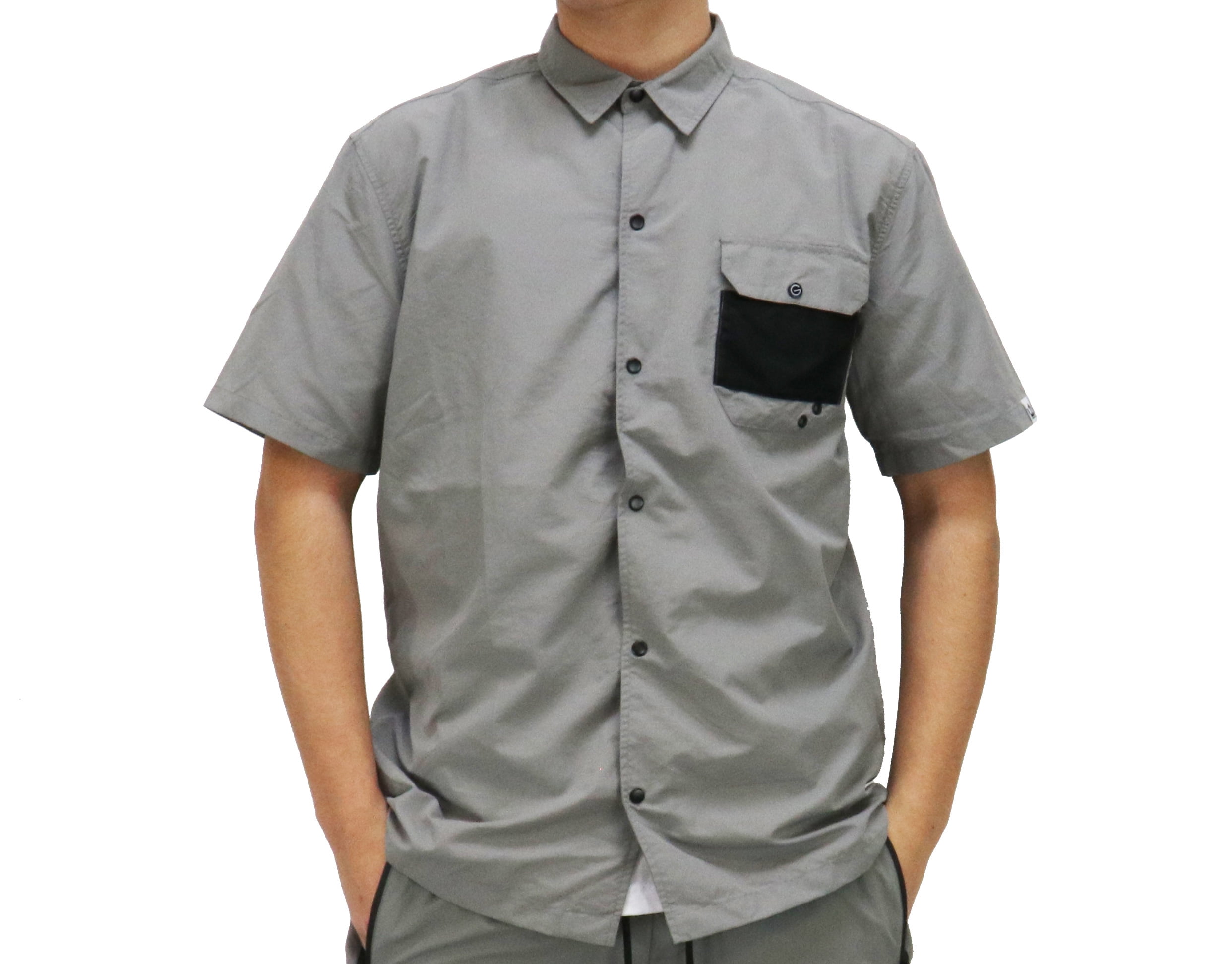 MEN'S NYLON TASLON WOVEN SHIRT W/ SNAP BUTTON, CHEST POCKET & MESH ...