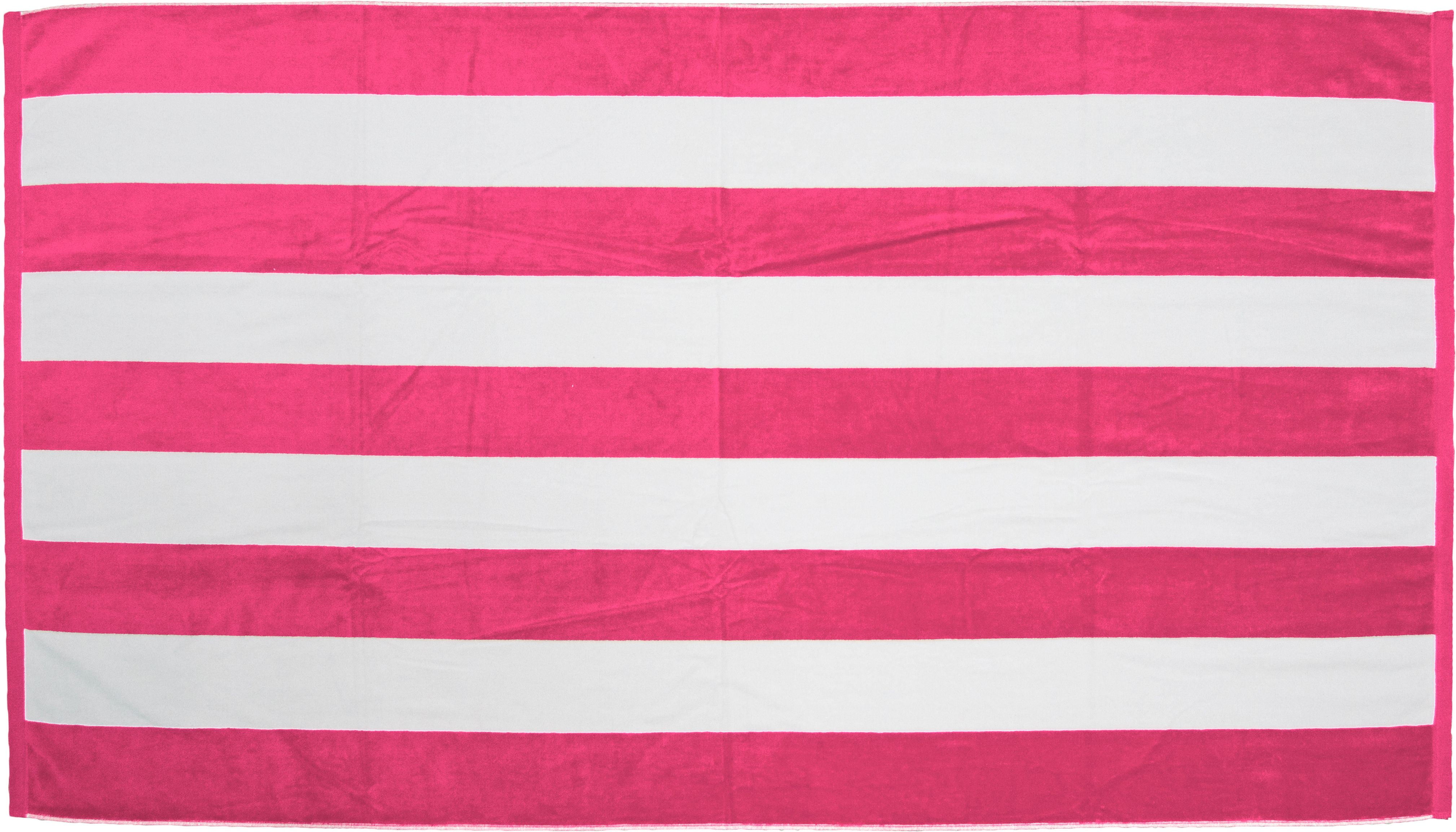 Cabana Stripe Terry Velour Resort Beach Towel-Hot Pink-Set of 6 Towels ...