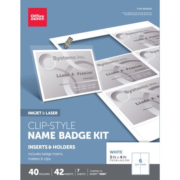 C-Line Name Badge Kits, Top Load, 4 x 3, Clear, Clip Style, 96/Box ...