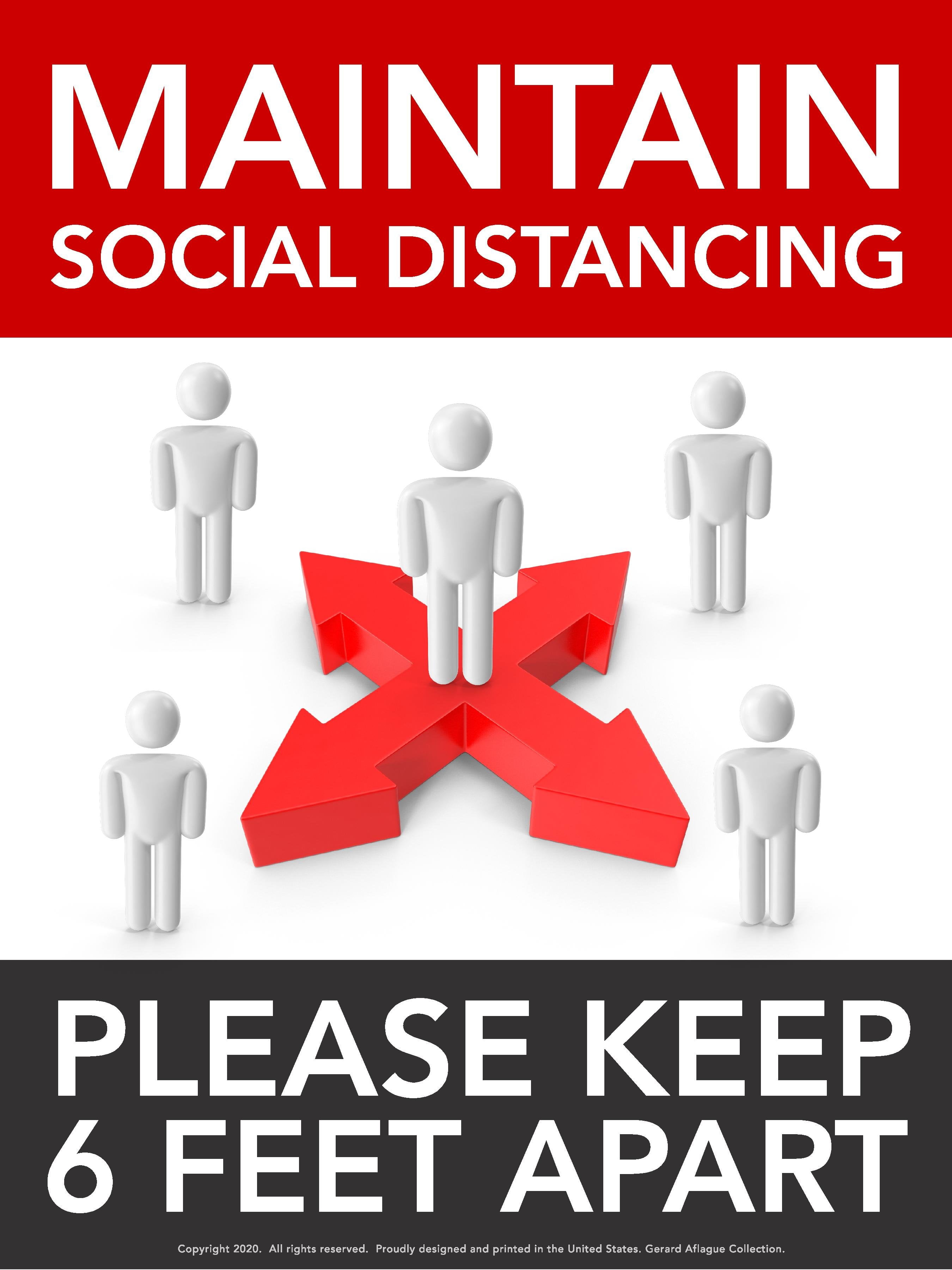Gerard Aflague Collection 18" x 24" Maintain Social Distancing Poster ...