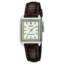 Women's Analog Quartz Stainless Steel Black Leather Watch LTP-V007L-7E1 ...