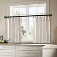 Farmhouse Kitchen Curtains 24 Inch Length 2 Panels, Soft Thick Linen ...