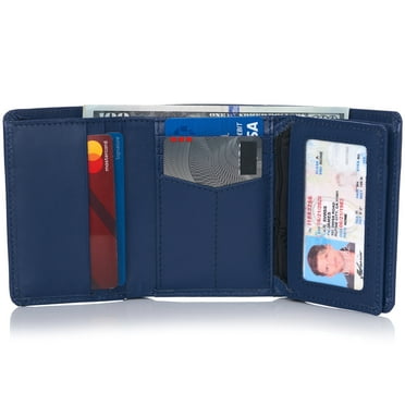 Genuine Leather Trifold Wallets For Men - Mens Wallet With 2 Flip-Up ID ...