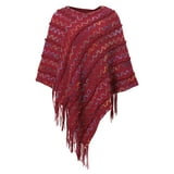 LELINTA Women's Tassel Ponchos Sweater Knitted Irregular Hem Poncho ...
