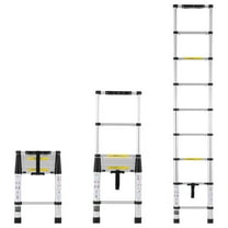 KFFKFF 8.5ft Telescoping Ladder, Stainless Steel Lightweight Extension ...