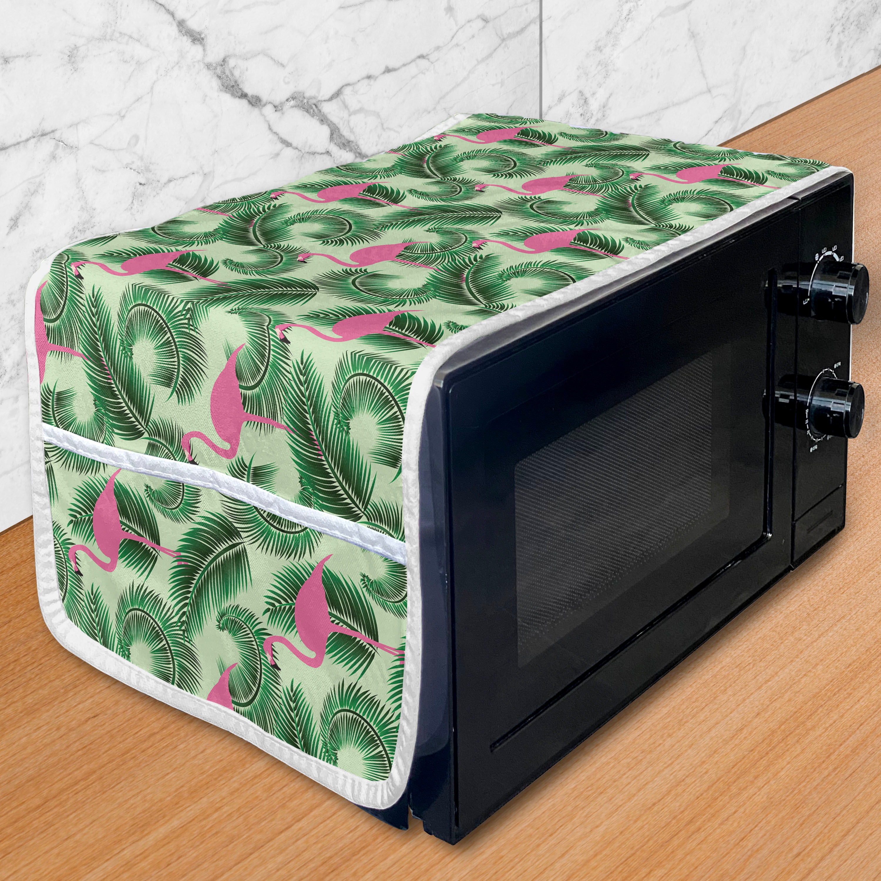 Flamingo Microwave Oven Cover, Repetitive Summer Tropical Bird Palm ...
