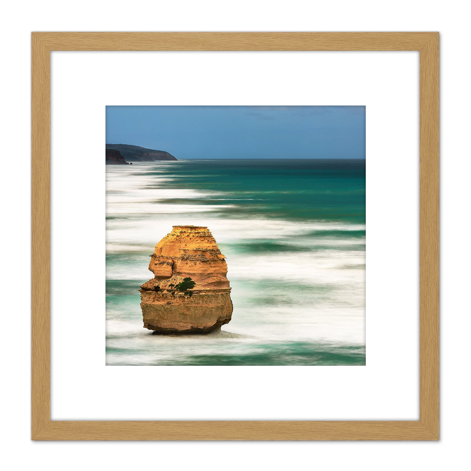 Seyring Lonely Rock Ocean Photo 8X8 Inch Square Wooden Framed Wall Art ...