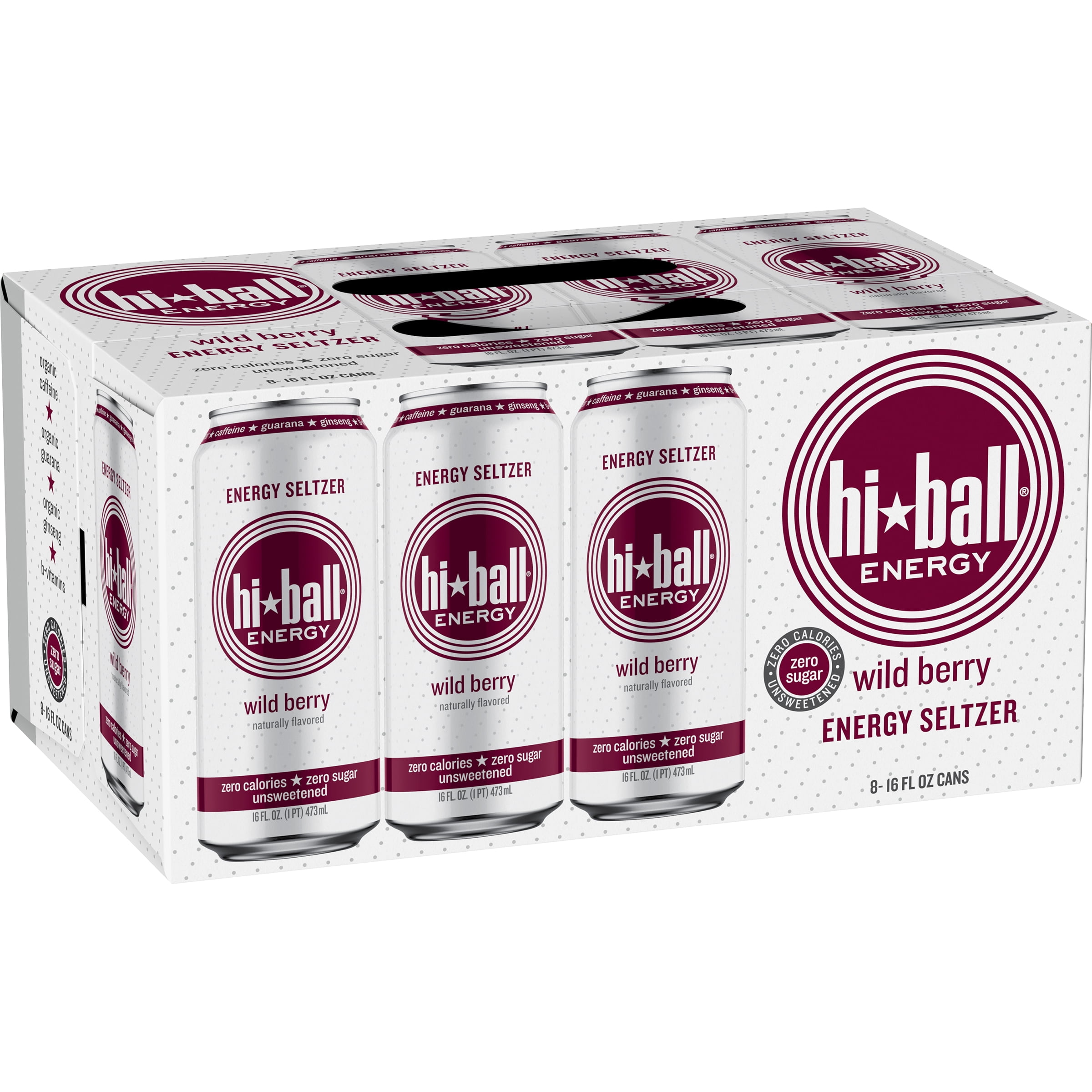 Hiball Energy Wild Berry Sparkling Energy Water, Zero Sugar and Zero Calorie Energy Drink, 16 ...