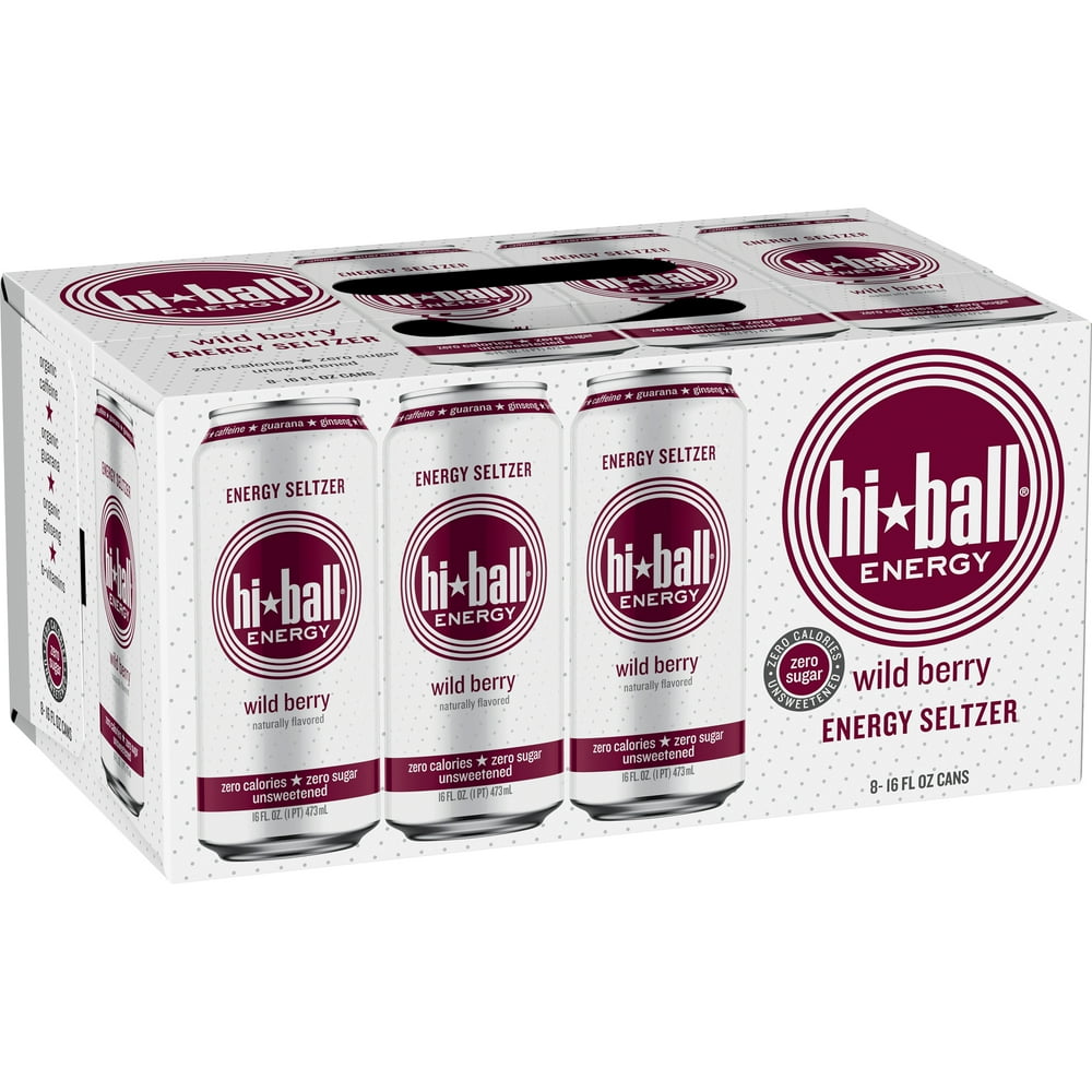 Hiball Energy Wild Berry Sparkling Energy Water, Zero Sugar and Zero Calorie Energy Drink, 16 ...