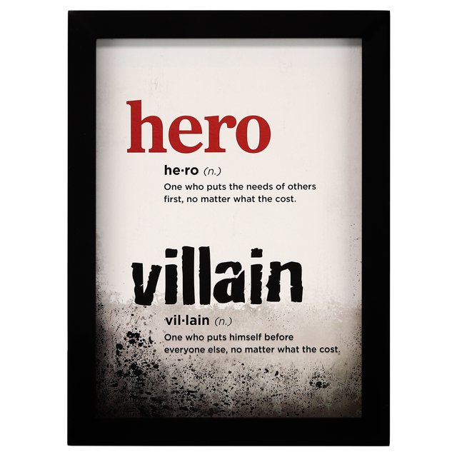 Hero Villain Definition Framed Wall Decor - Walmart.com